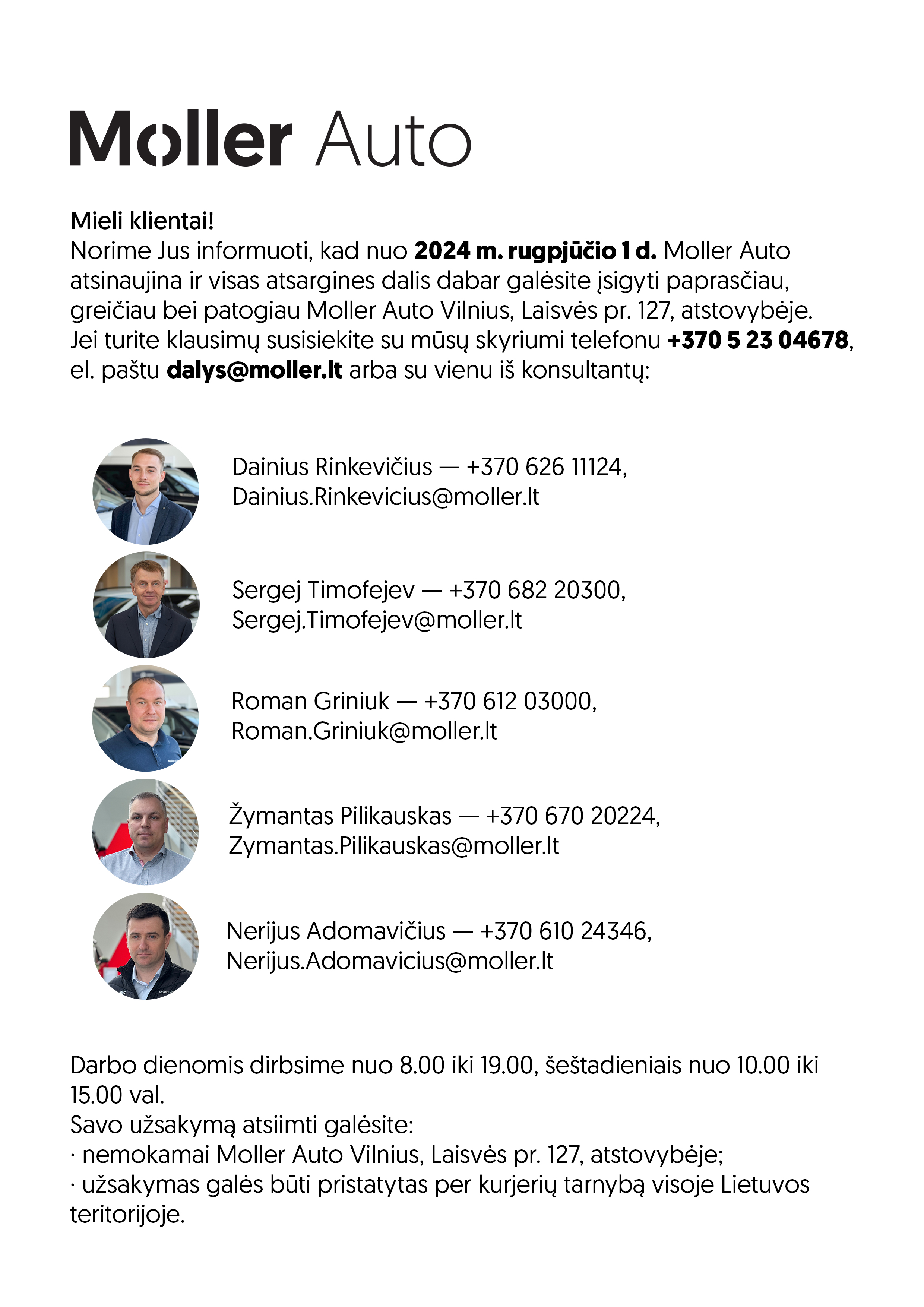 Dalys ir aksesuarai | Moller Auto - Lietuva